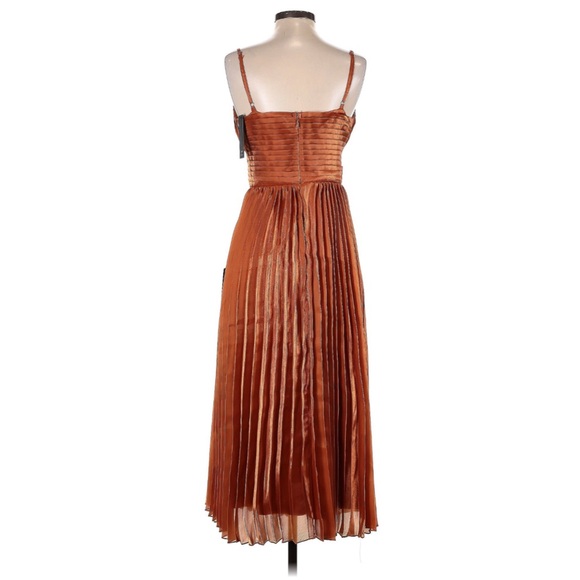 Lulus | Dresses | Lulus Romantic Aesthetic Shiny Rust Orange Pleated ...
